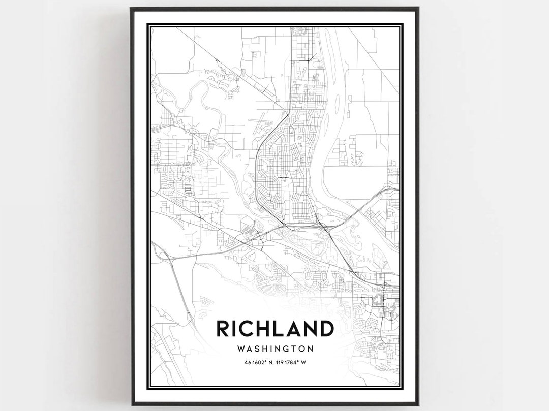 Richland Map Print, Richland Map Poster Wall Art, Wa City Map ...
