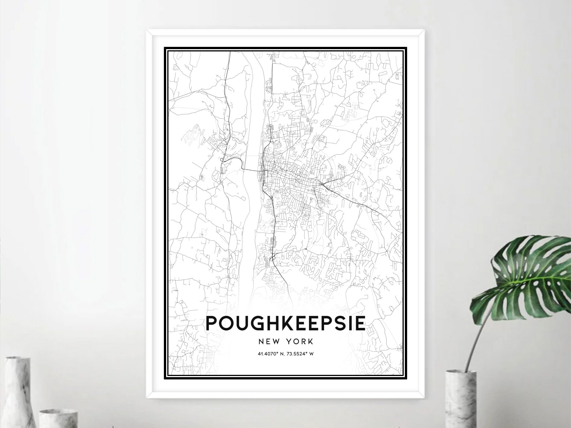 Poughkeepsie Map Print Poughkeepsie Map Poster Wall Art Ny - Etsy