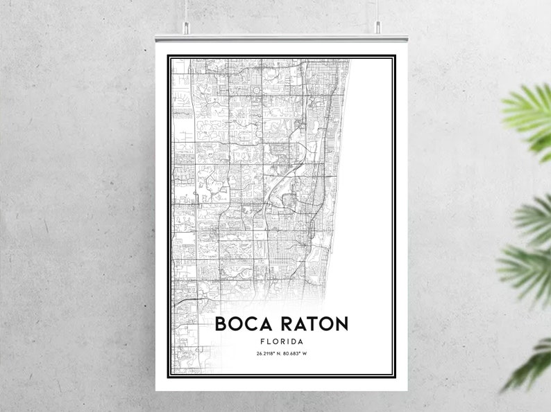 Boca Raton Map Print Boca Raton Map Poster Wall Art Fl City | Etsy