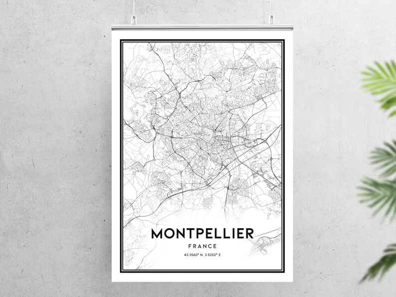 Montpellier Map Print, Montpellier Map Poster Wall Art, Montpellier ...