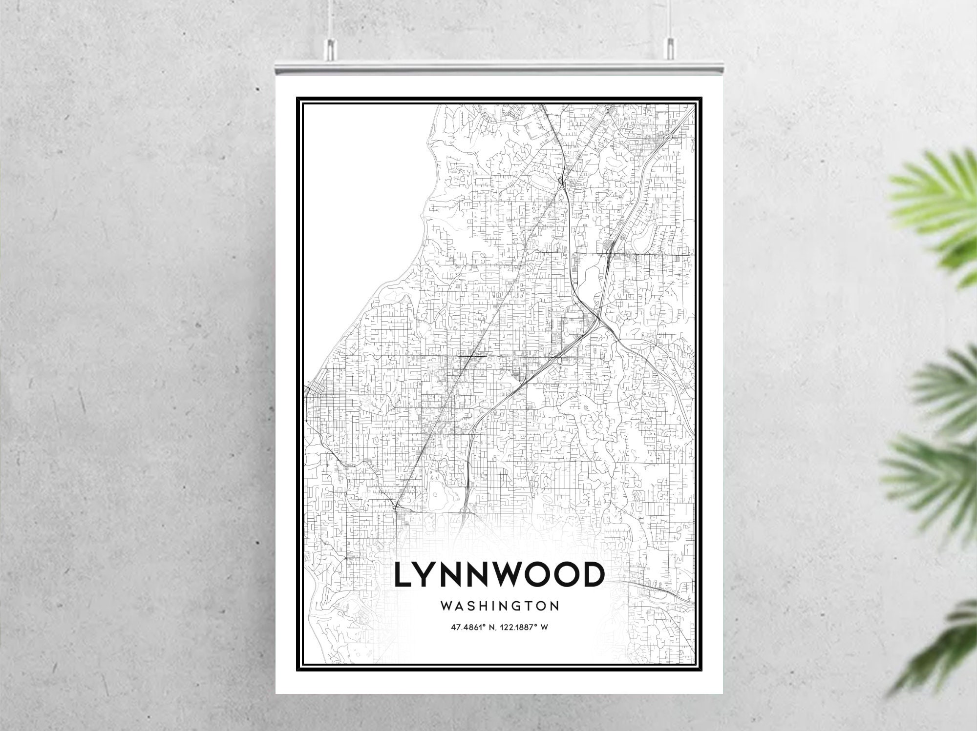 Lynnwood Map Print Lynnwood Map Poster Wall Art Wa City Map | Etsy
