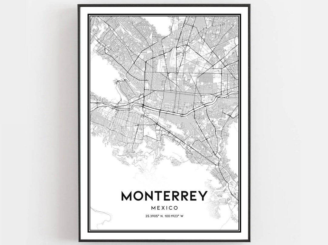 Monterrey Map Print, Monterrey Map Poster Wall Art, Monterrey City Map ...