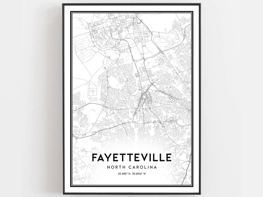 Fayetteville Map Print, Fayetteville Map Poster Wall Art, Nc City Map ...