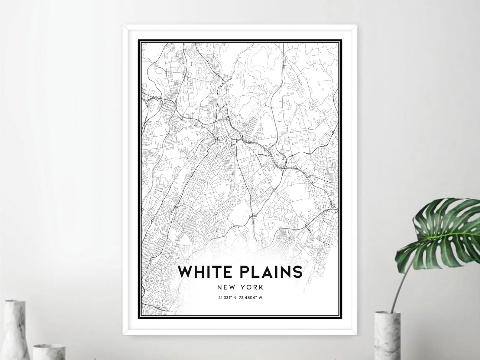 White Plains Map Print White Plains Map Poster Wall Art Ny | Etsy