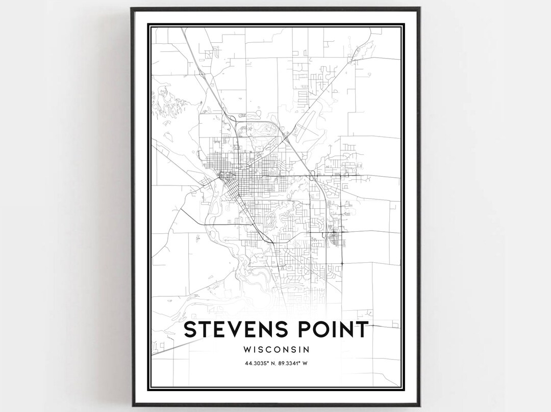 Stevens Point Map Print, Stevens Point Map Poster Wall Art, Wi City Map ...
