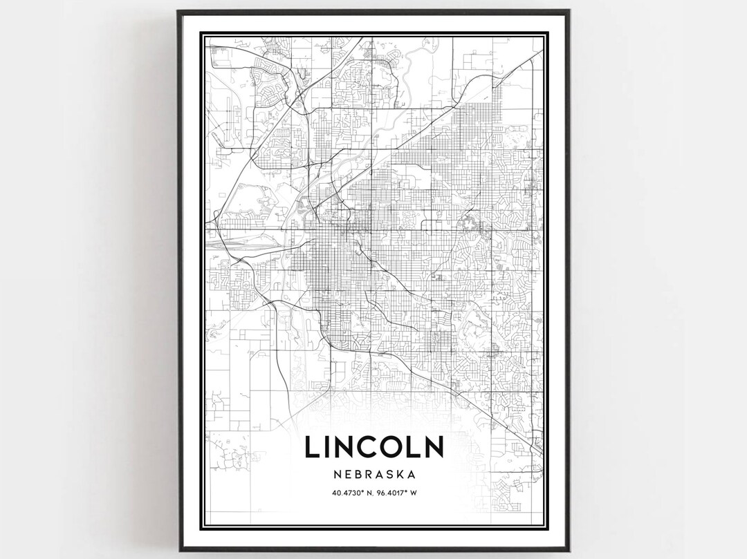 Lincoln Map Print, Lincoln Map Poster Wall Art, Ne City Map, Nebraska ...