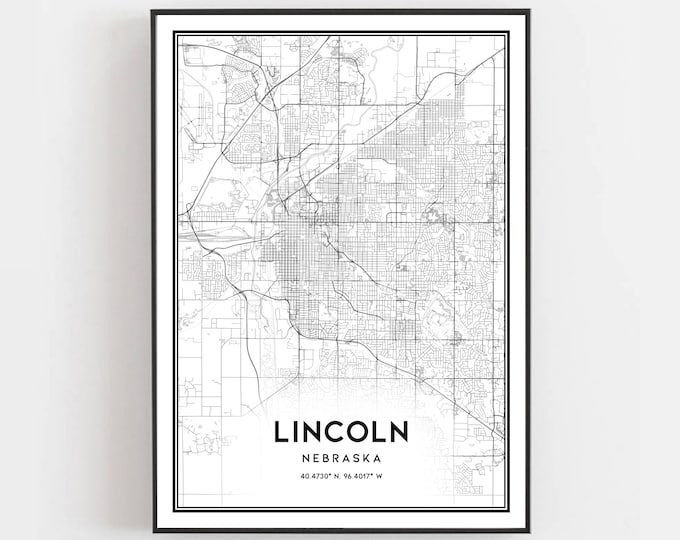 Lincoln Vintage Map Print | Lincoln Map | Nebraska Map Art | Lincoln ...
