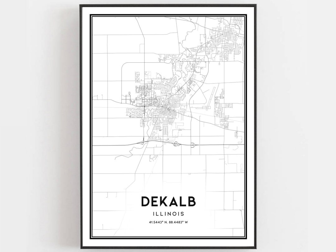 Dekalb Map Print, Dekalb Map Poster Wall Art, Il City Map, Illinois ...