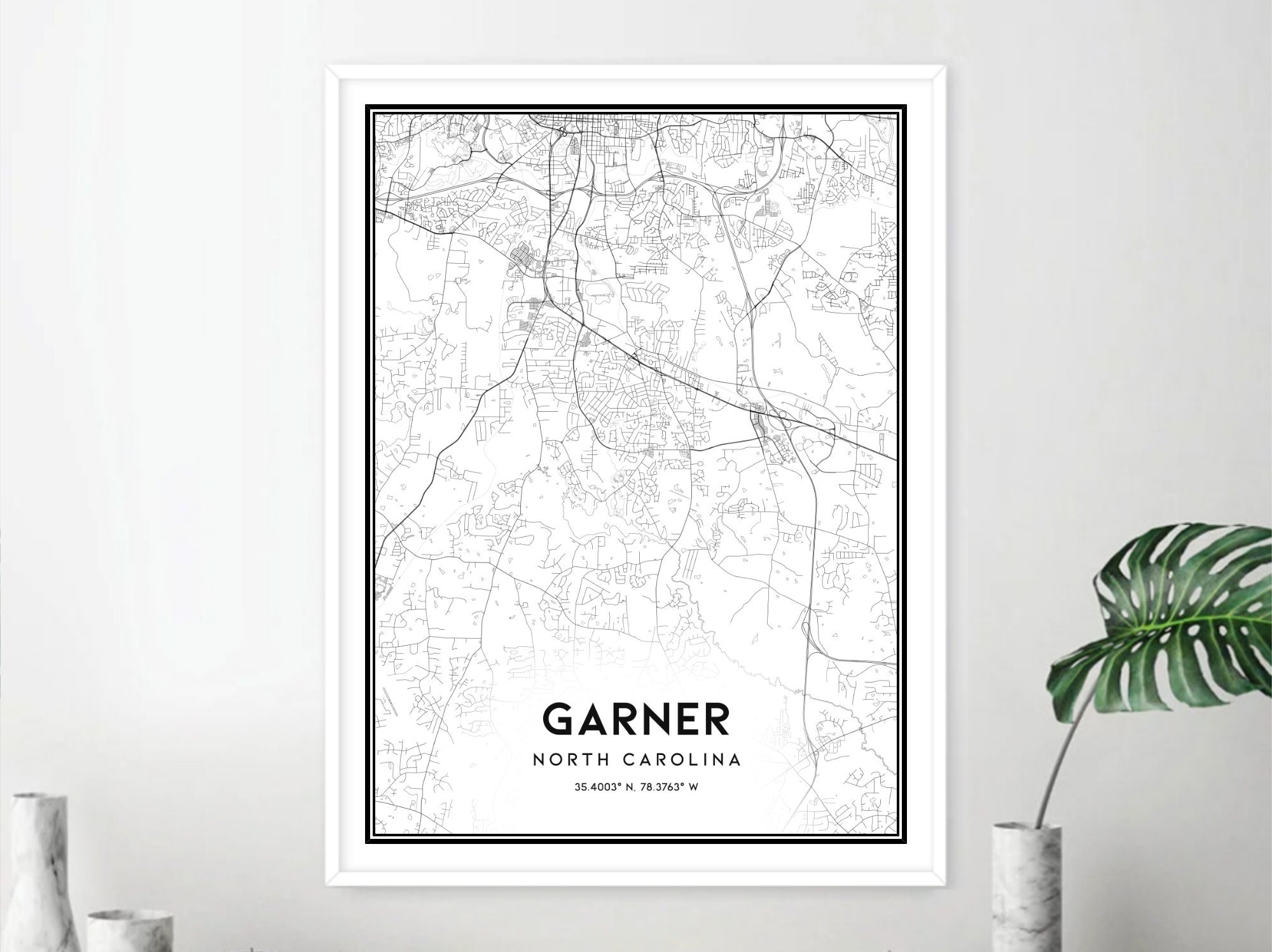 Garner Map Print Garner Map Poster Wall Art Nc City Map | Etsy