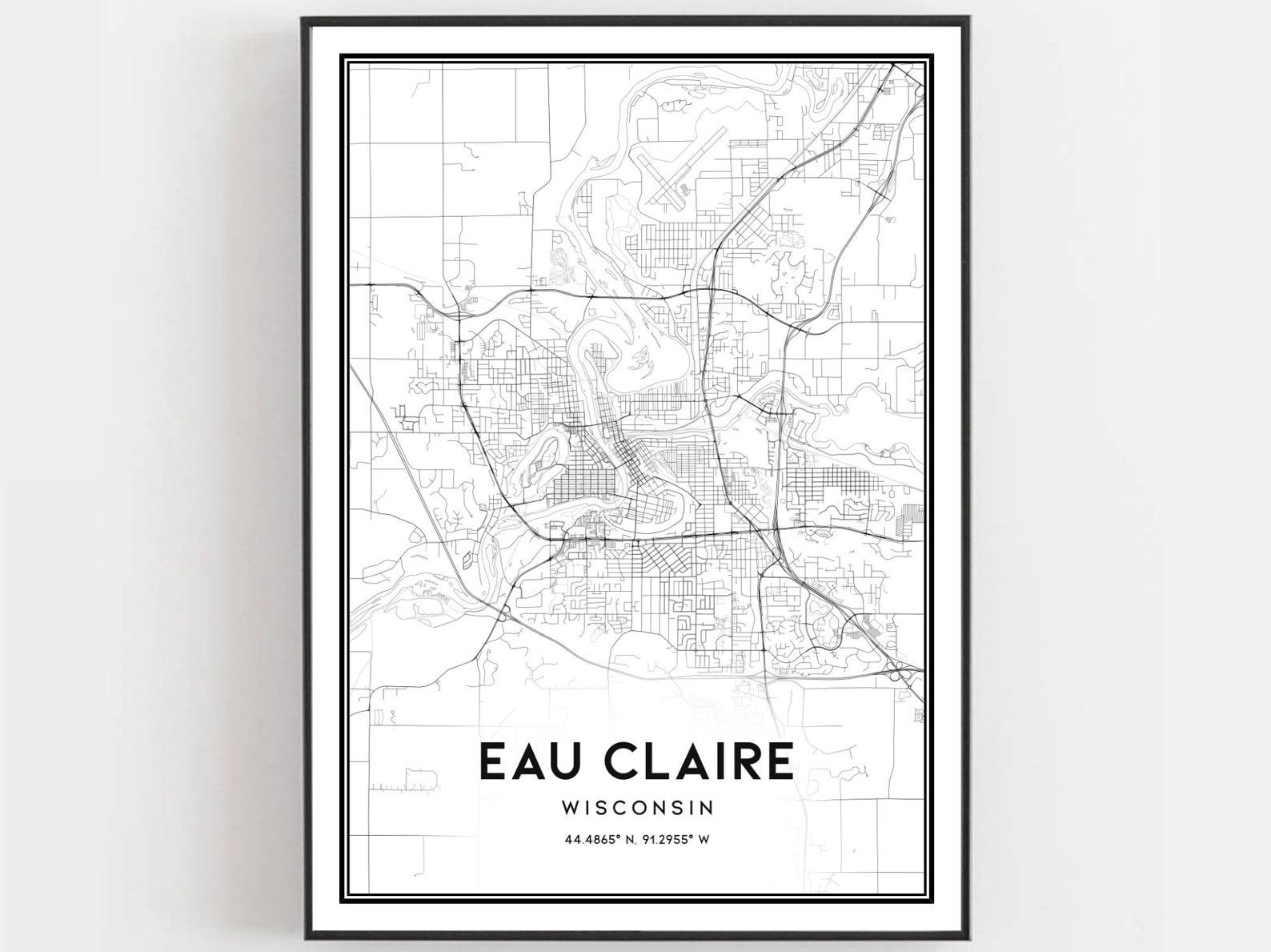 Eau Claire Map Print Eau Claire Map Poster Wall Art Wi City - Etsy