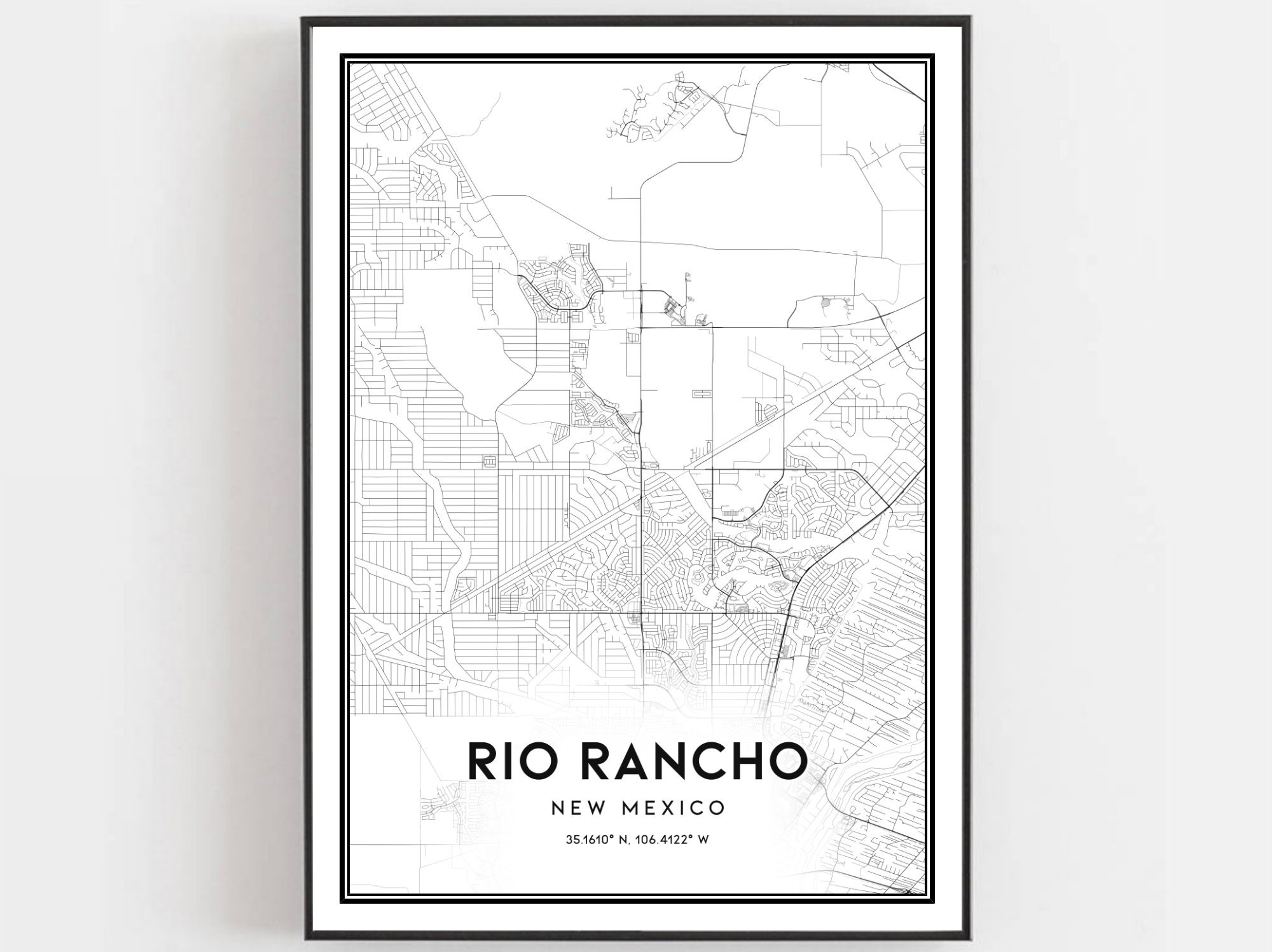 Rio Rancho Map Print Rio Rancho Map Poster Wall Art Nm City - Etsy Hong ...