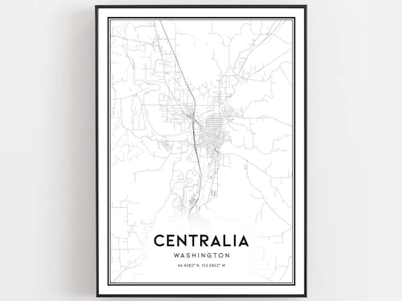 Centralia Map Print Centralia Map Poster Wall Art Wa City | Etsy