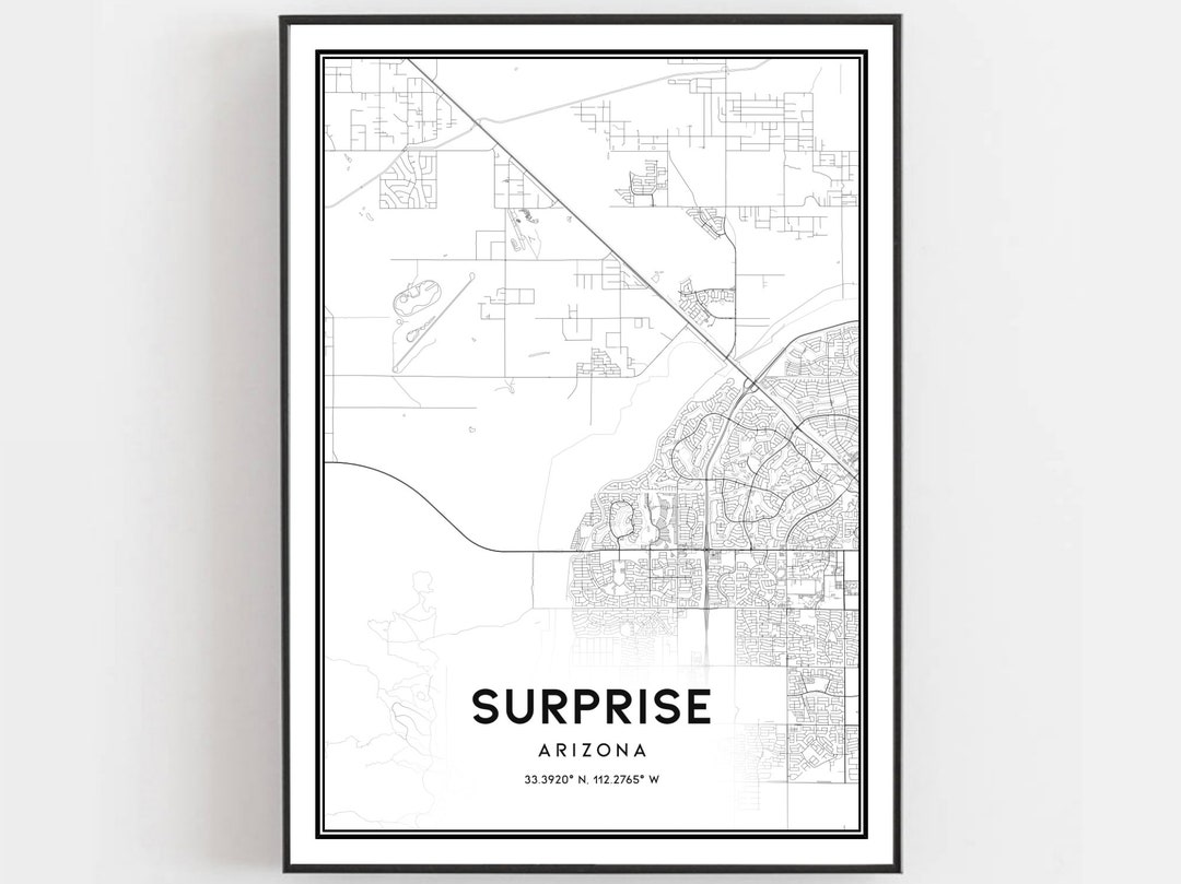 Surprise Map Print, Surprise Map Poster Wall Art, Az City Map, Arizona ...