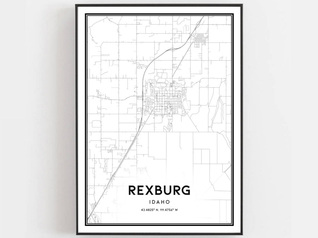 Rexburg Map Print, Rexburg Map Poster Wall Art, Id City Map, Idaho ...