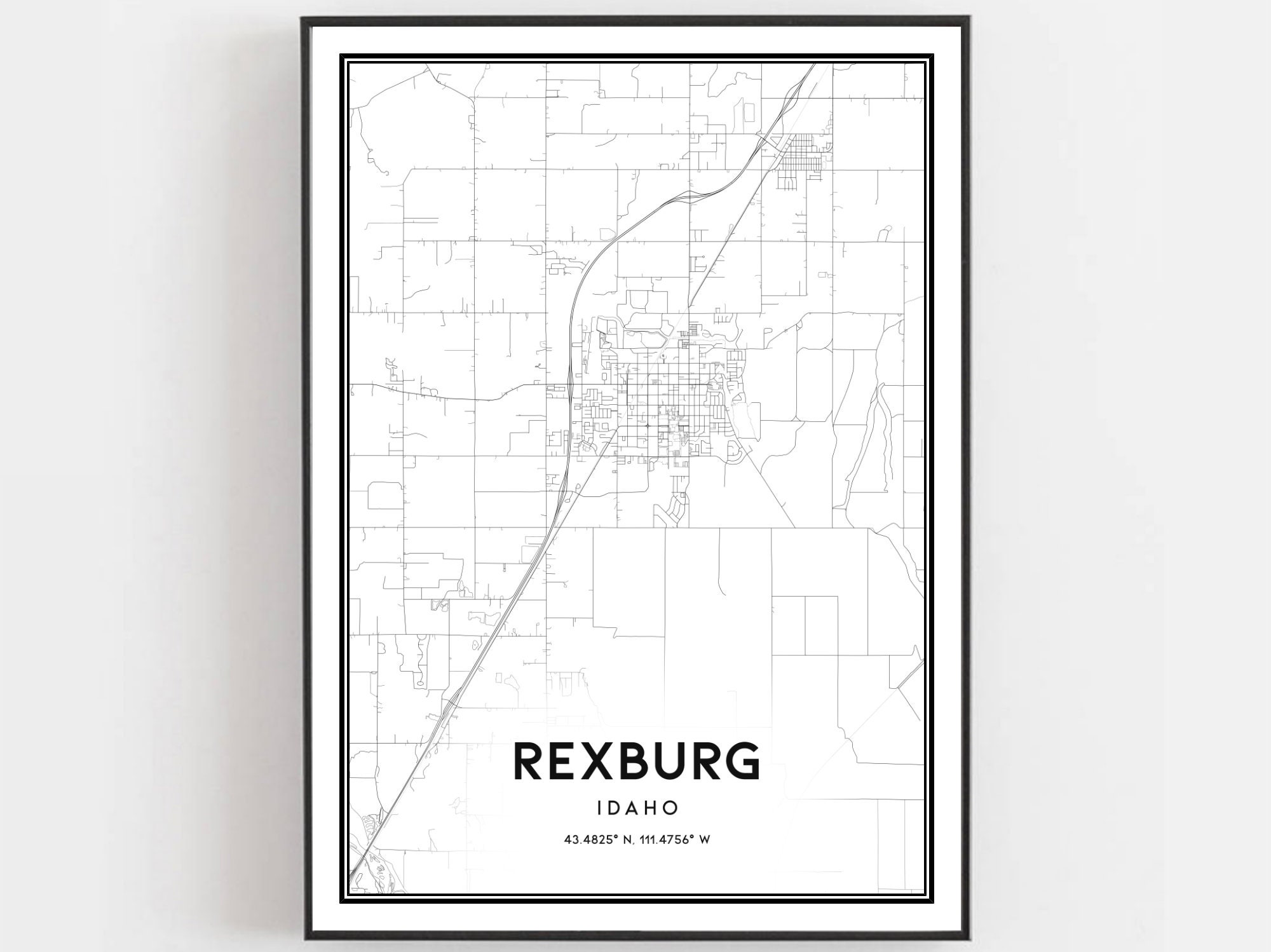 Rexburg Map Print Rexburg Map Poster Wall Art Id City Map | Etsy
