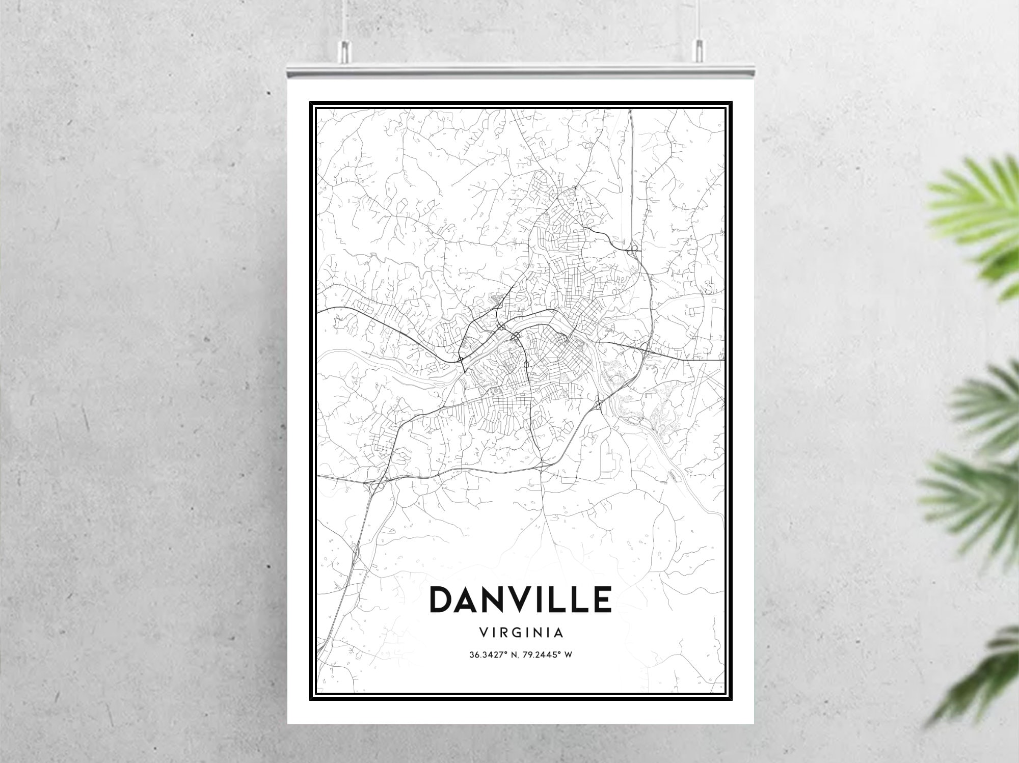 Danville Map Print Danville Map Poster Wall Art Va City | Etsy