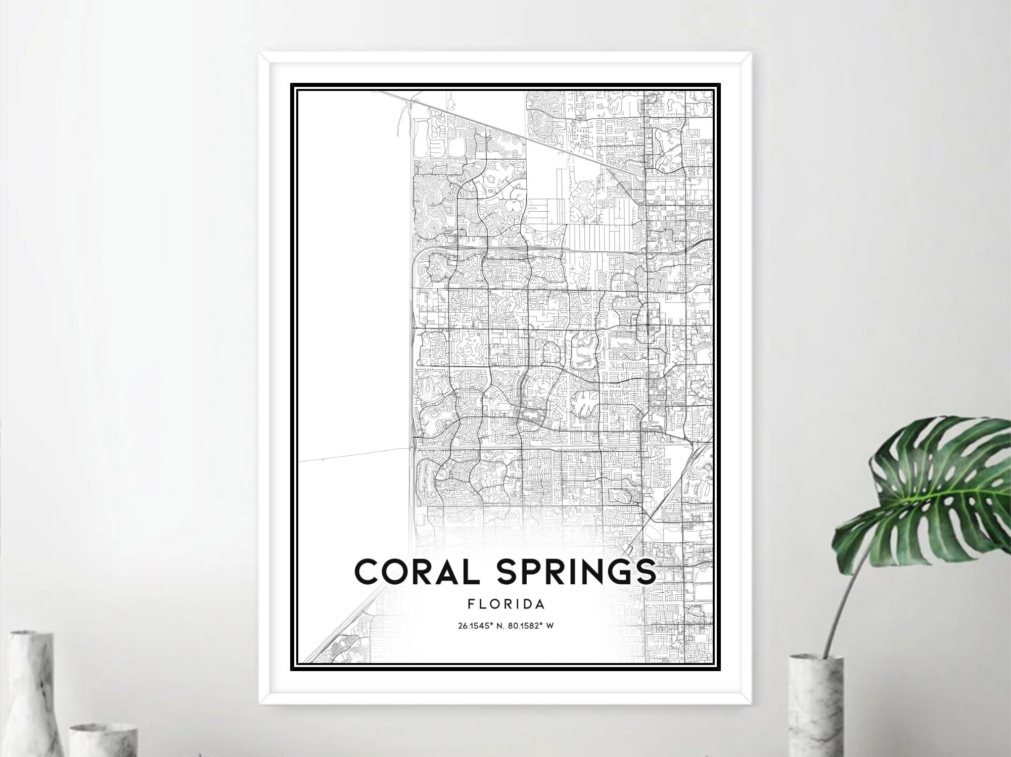 Coral Springs Map Print Coral Springs Map Poster Wall Art Fl | Etsy