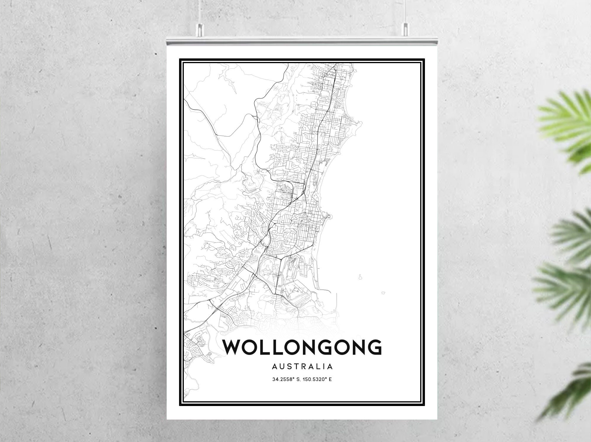 Wollongong Map Print Wollongong Map Poster Wall Art | Etsy Australia