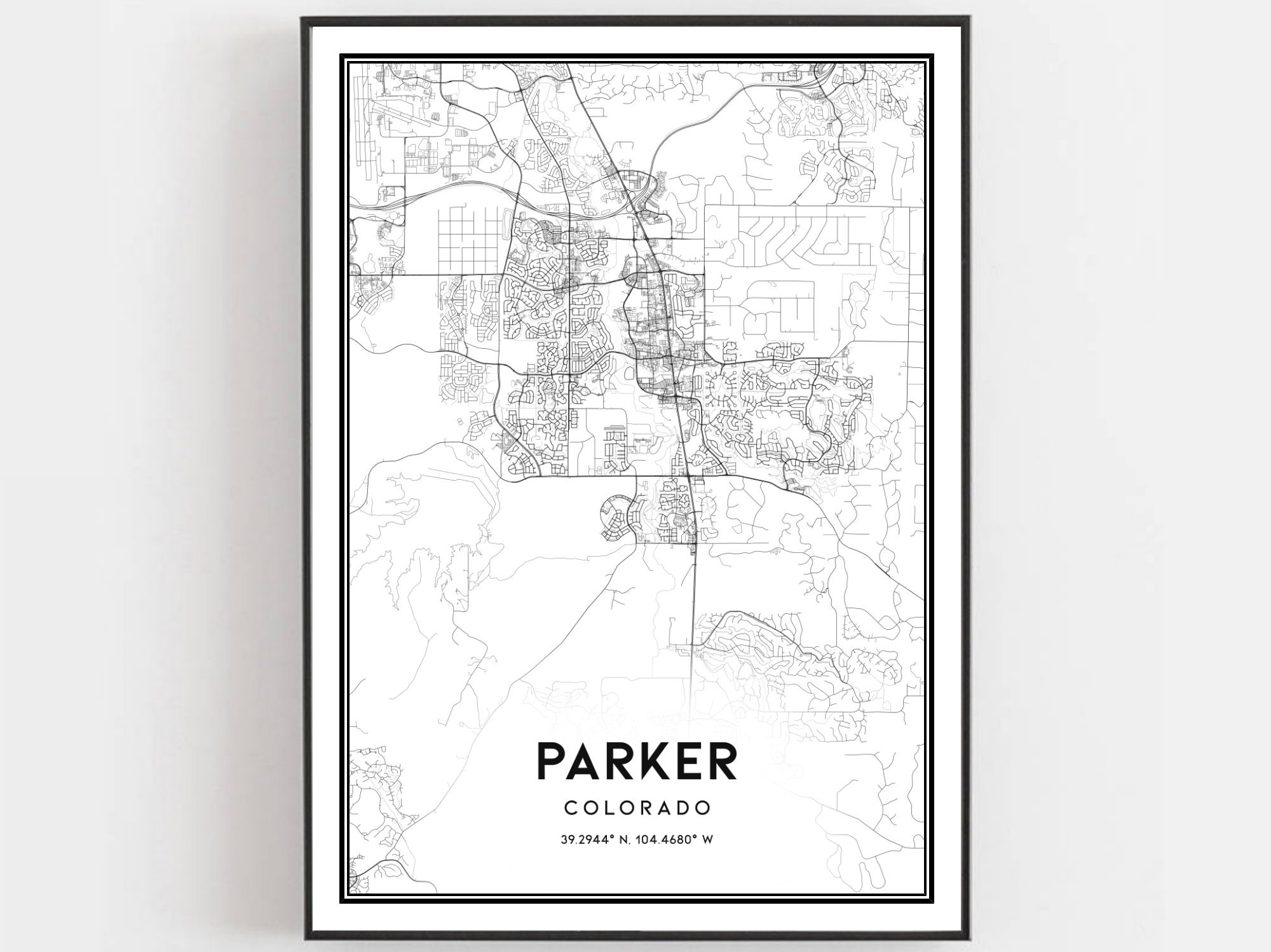 Parker Map Print, Parker Map Poster Wall Art, Co City Map, Colorado ...