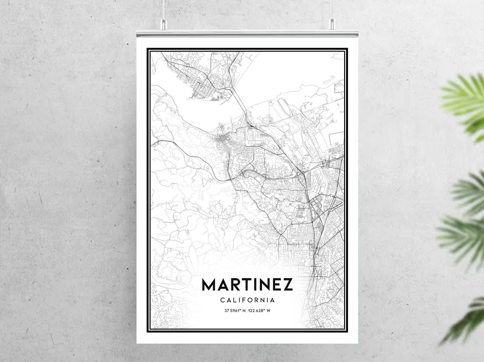 Martinez Map Print Martinez Map Poster Wall Art Ca City Map - Etsy