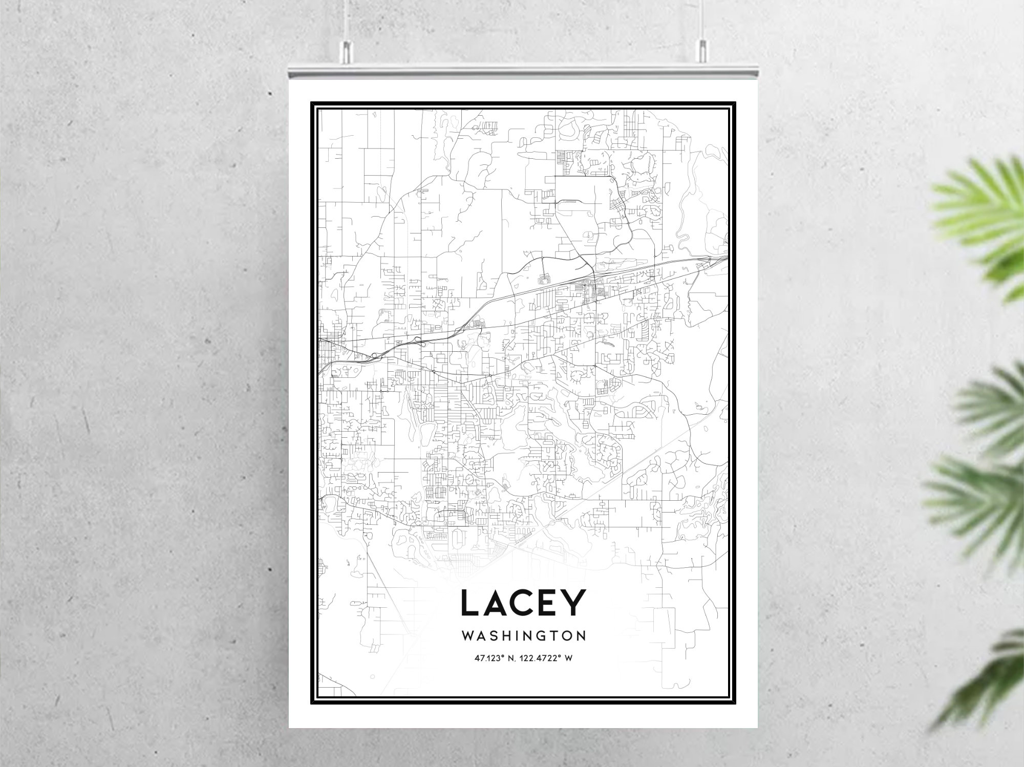 Lacey Map Print, Lacey Map Poster Wall Art, Wa City Map, Washington ...