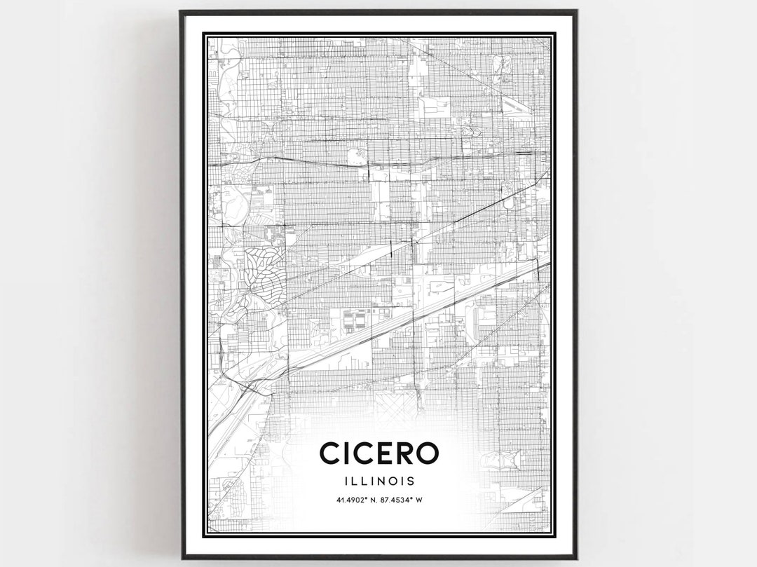 Cicero Map Print, Cicero Map Poster Wall Art, Il City Map, Illinois ...