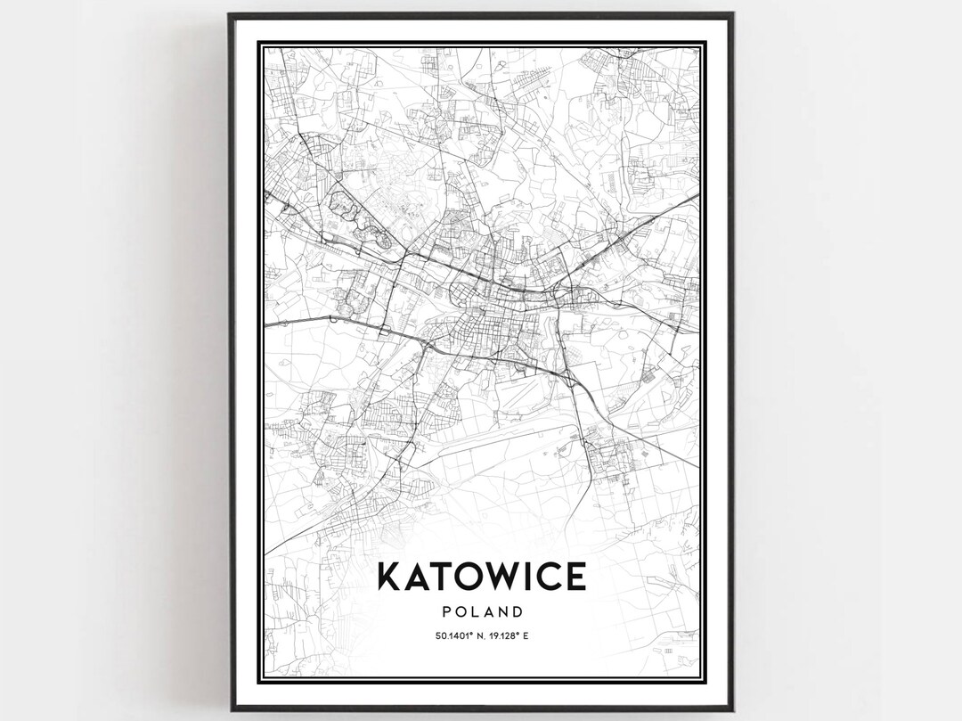 Katowice Map Print, Katowice Map Poster Wall Art, Katowice City Map ...