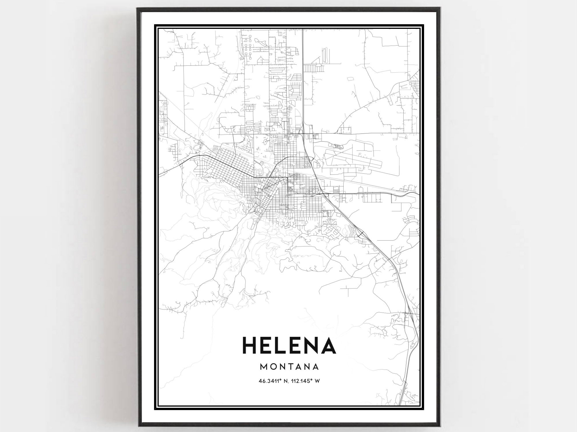 Helena Map Print, Helena Map Poster Wall Art, Mt City Map, Montana ...