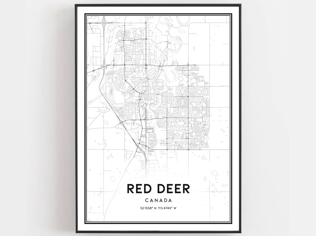 Red Deer Map Print, Red Deer Map Poster Wall Art, Red Deer City Map ...