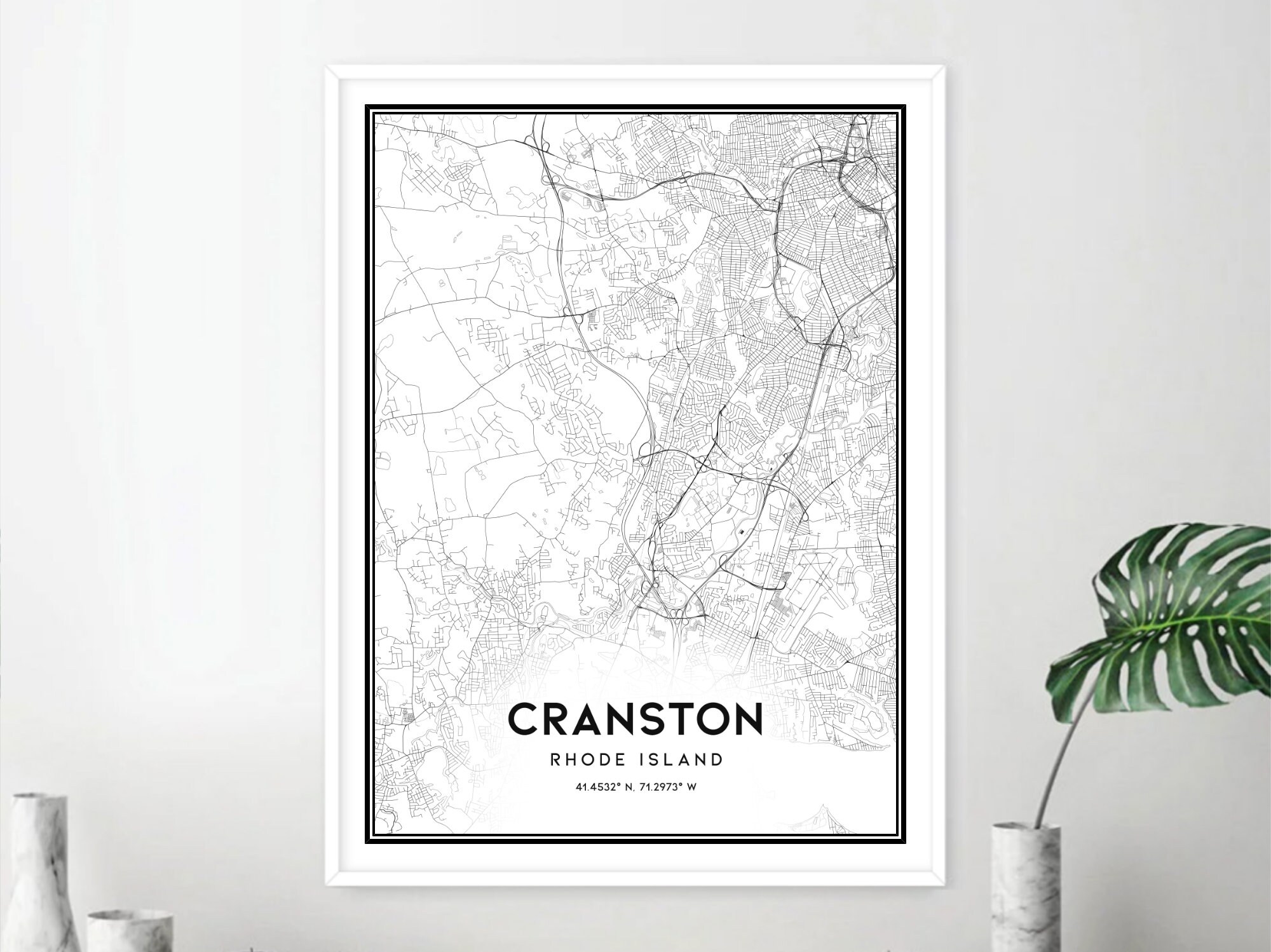 Cranston Map Print Cranston Map Poster Wall Art Ri City Map - Etsy
