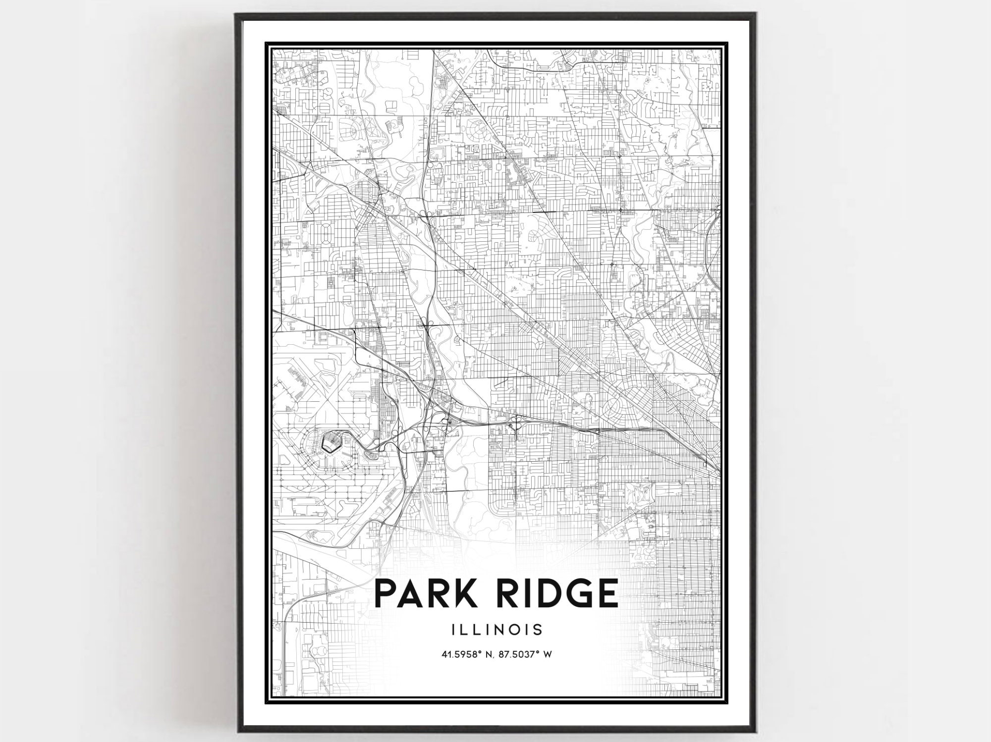 Park Ridge Map Print Park Ridge Map Poster Wall Art Il City - Etsy