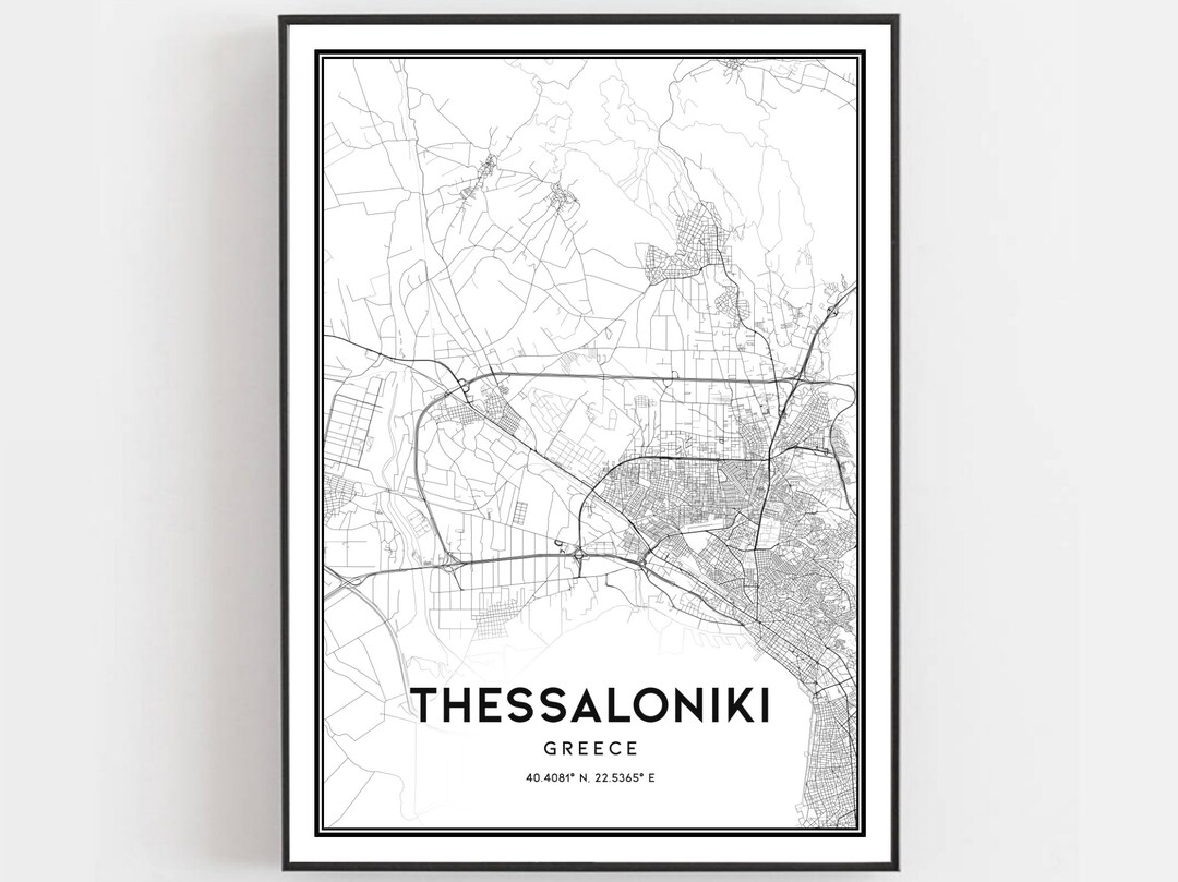 Thessaloniki Map Print, Thessaloniki Map Poster Wall Art, Thessaloniki ...