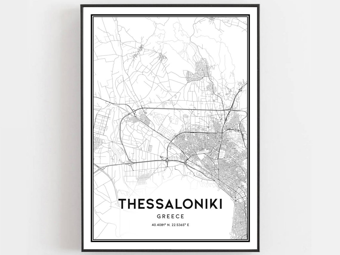 Thessaloniki Map Print Thessaloniki Map Poster Wall Art | Etsy