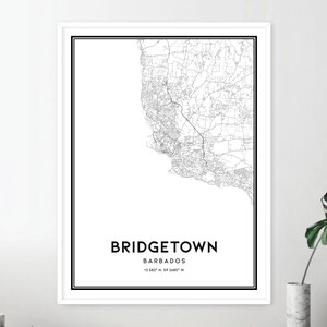 Bridgetown Map Print, Bridgetown Map Poster Wall Art, Bridgetown City ...