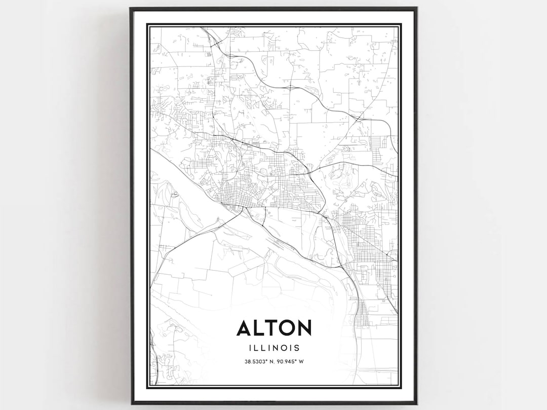 Alton Map Print, Alton Map Poster Wall Art, Il City Map, Illinois Print ...