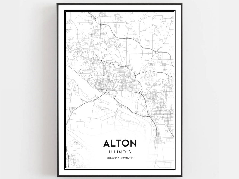 Alton Map Print Alton Map Poster Wall Art Il City Map - Etsy
