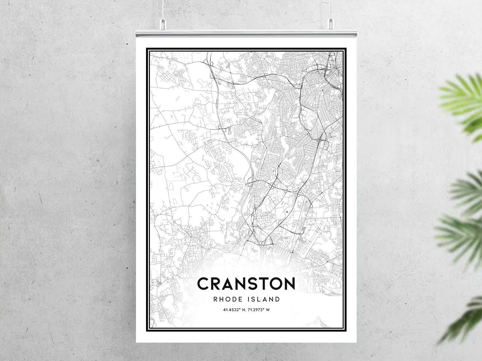 Cranston Map Print Cranston Map Poster Wall Art Ri City Map - Etsy