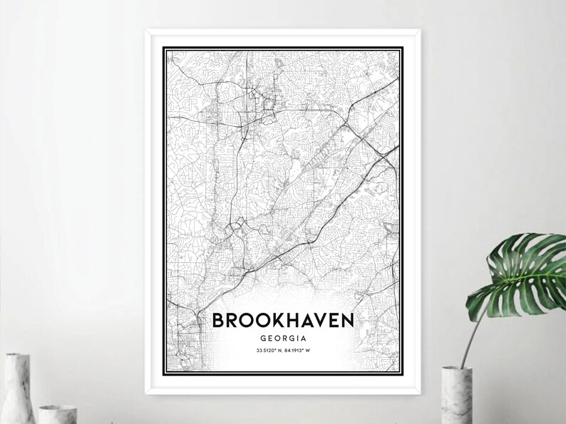 Brookhaven Map Print Brookhaven Map Poster Wall Art Ga City - Etsy