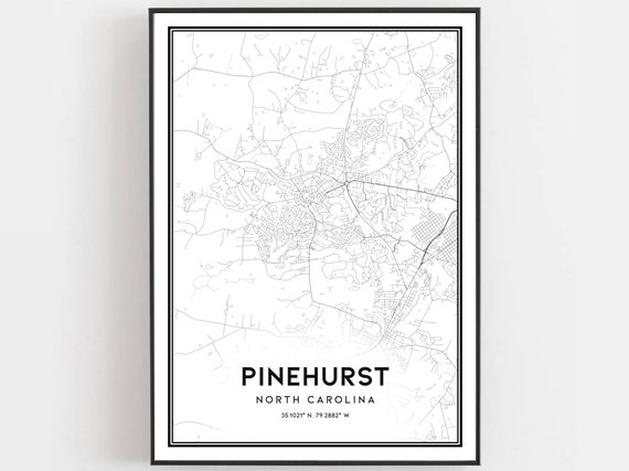 Pinehurst Map Print Pinehurst Map Poster Wall Art Nc City - Etsy