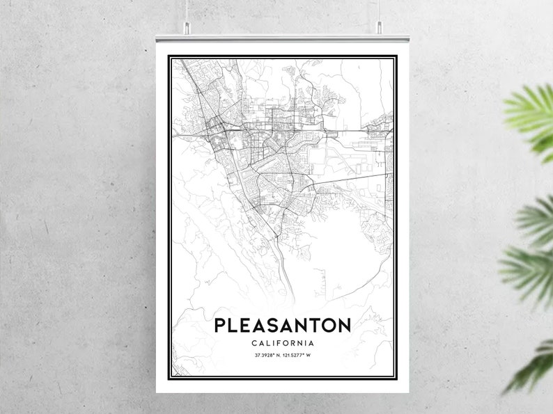 Pleasanton Map Print Pleasanton Map Poster Wall Art Ca City - Etsy