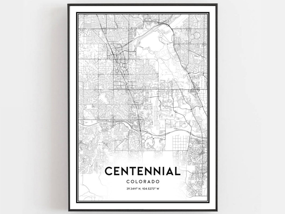 Centennial Map Print, Centennial Map Poster Wall Art, Co City Map ...