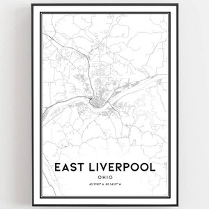 East Liverpool Map Print, East Liverpool Map Poster Wall Art, Oh City ...