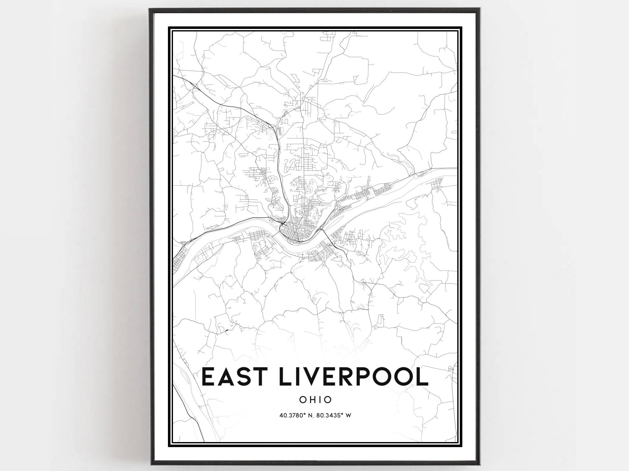East Liverpool Map Print East Liverpool Map Poster Wall Art - Etsy