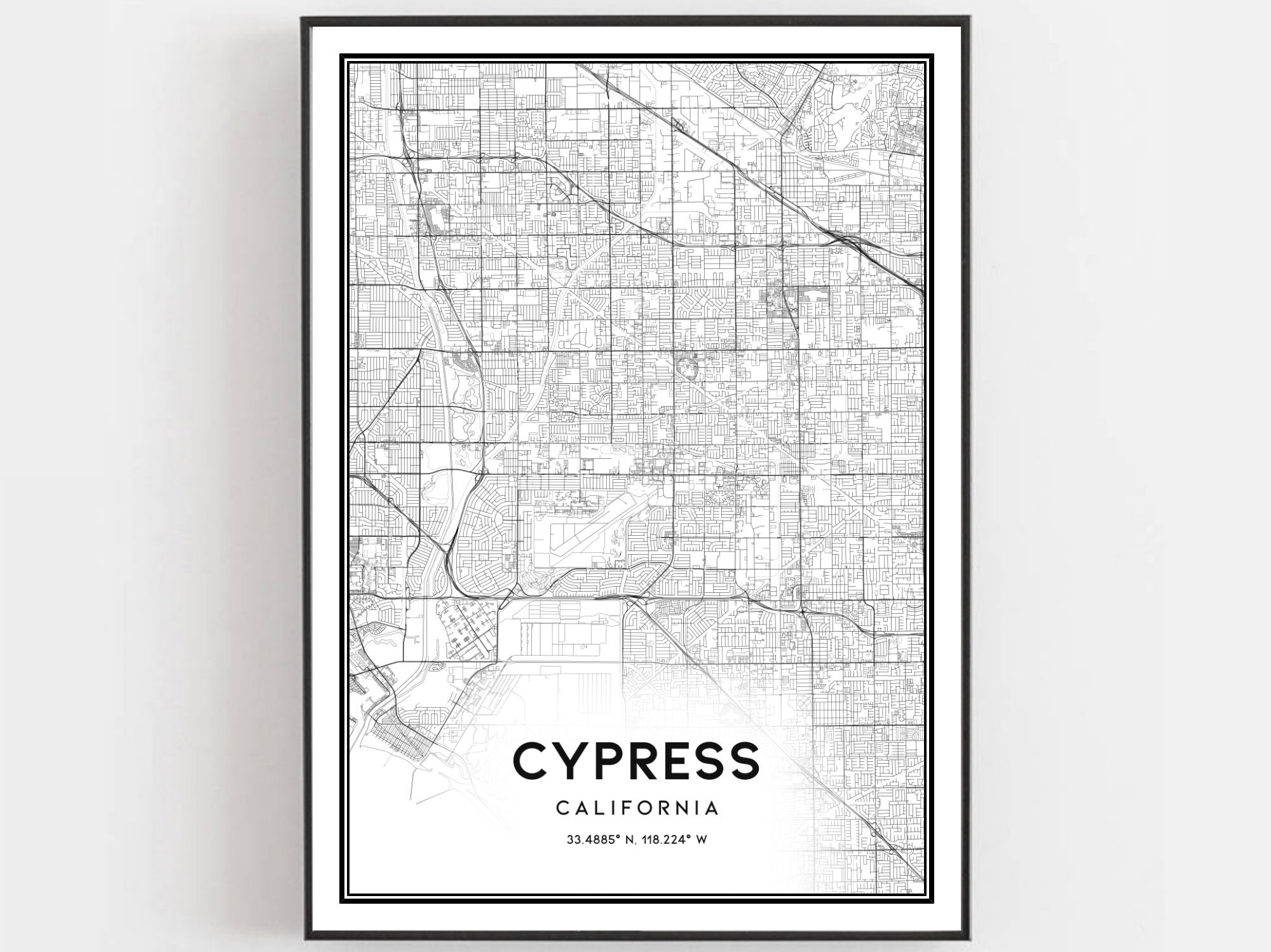 Cypress Map Print, Cypress Map Poster Wall Art, Ca City Map, California ...
