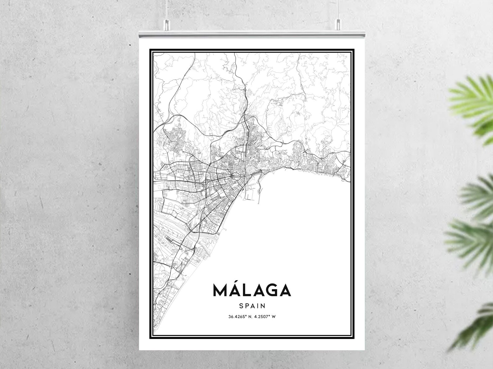 Málaga Map Print, Málaga Map Poster Wall Art, Málaga City Map, Málaga ...