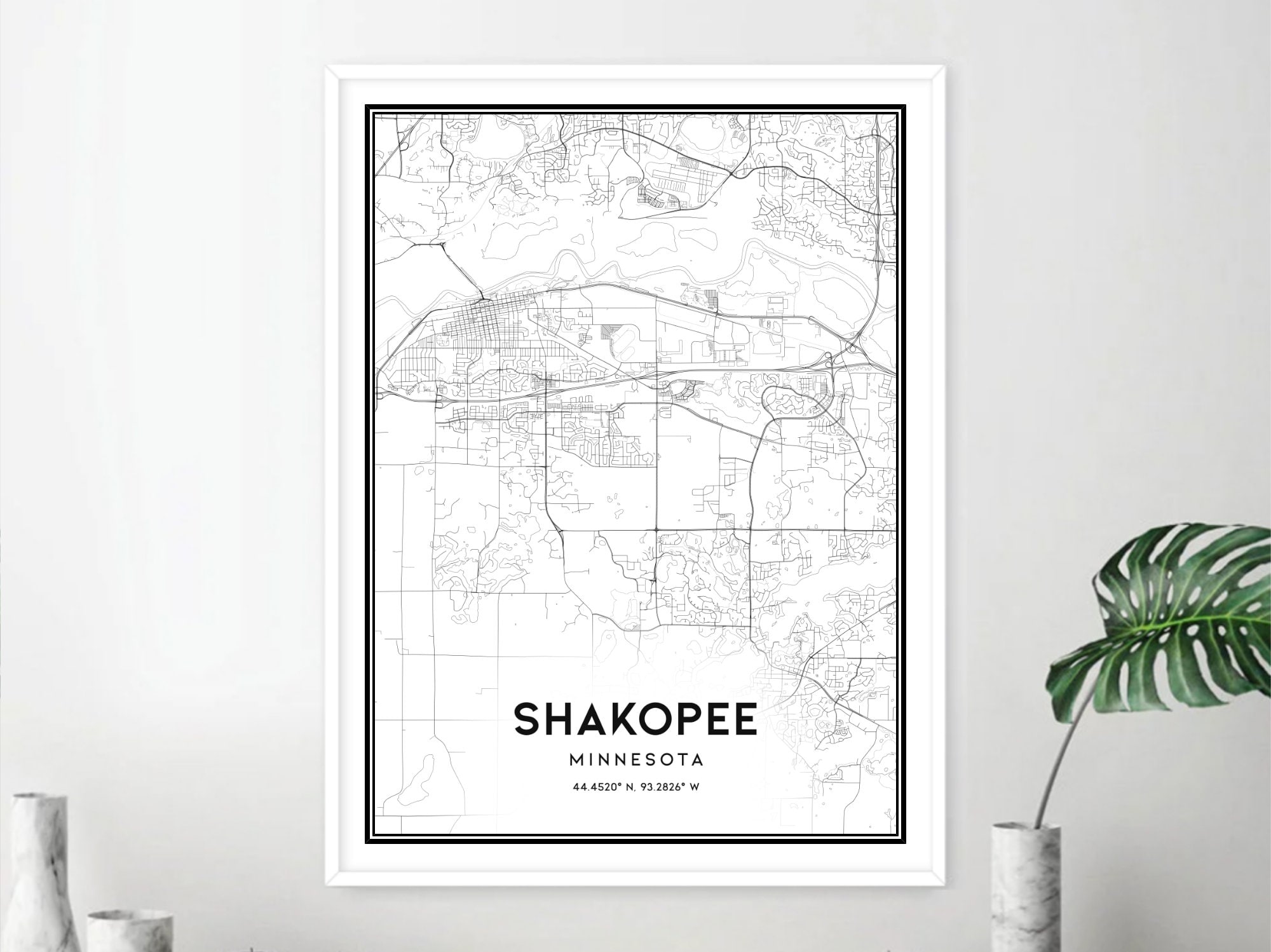 Shakopee Map Print Shakopee Map Poster Wall Art Mn City | Etsy