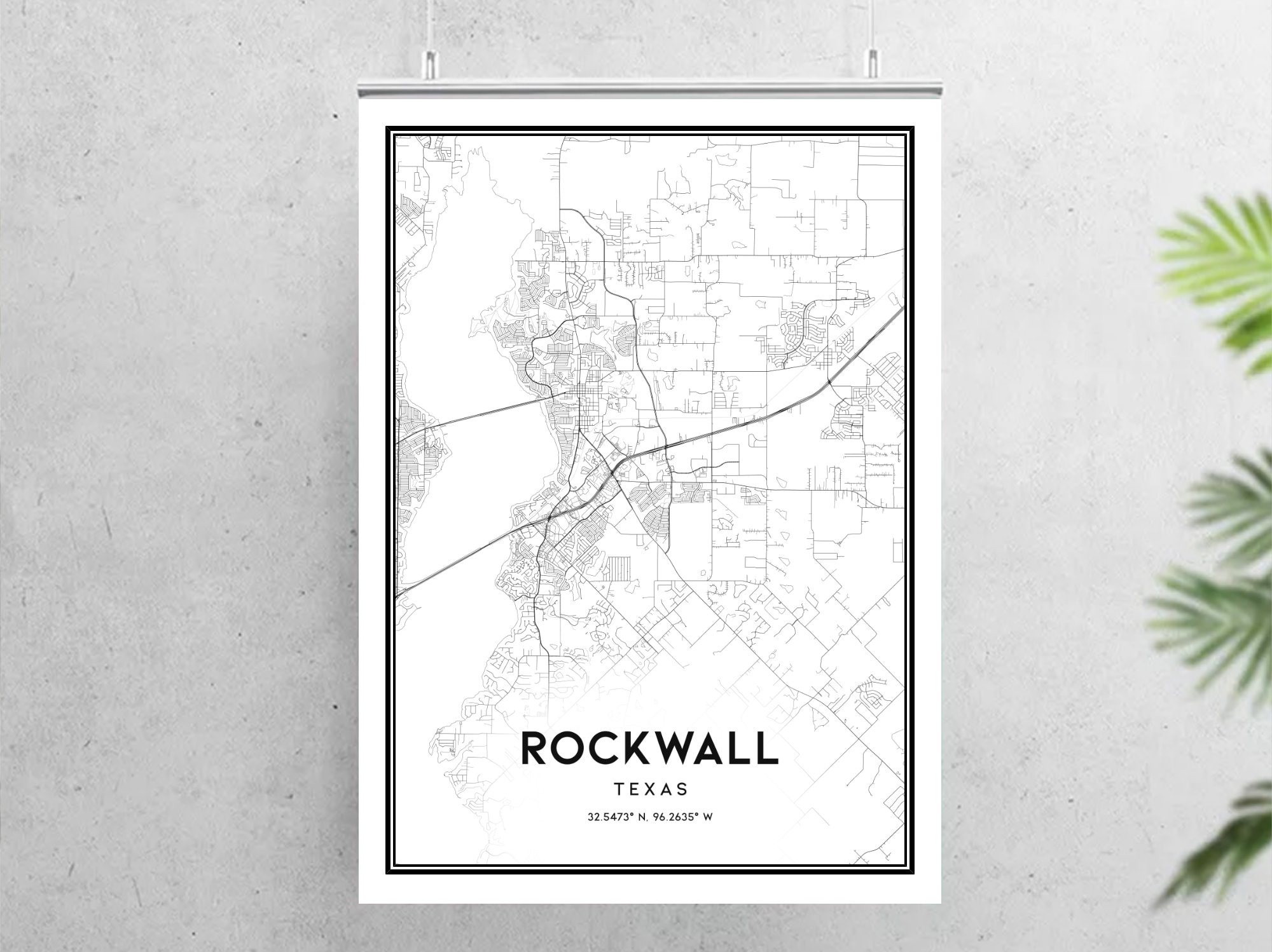 Rockwall Map Print, Rockwall Map Poster Wall Art, Tx City Map, Texas ...