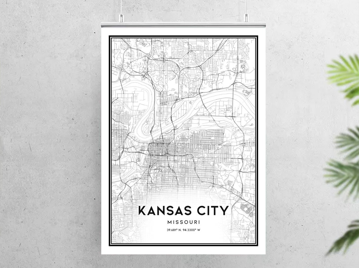 Kansas City Map Print Kansas City Map Poster Wall Art Mo | Etsy