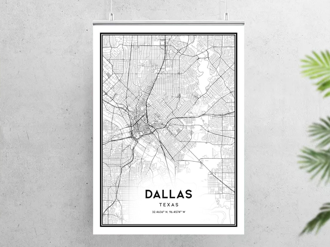 Dallas Map Print Dallas Map Poster Wall Art Tx City Map - Etsy