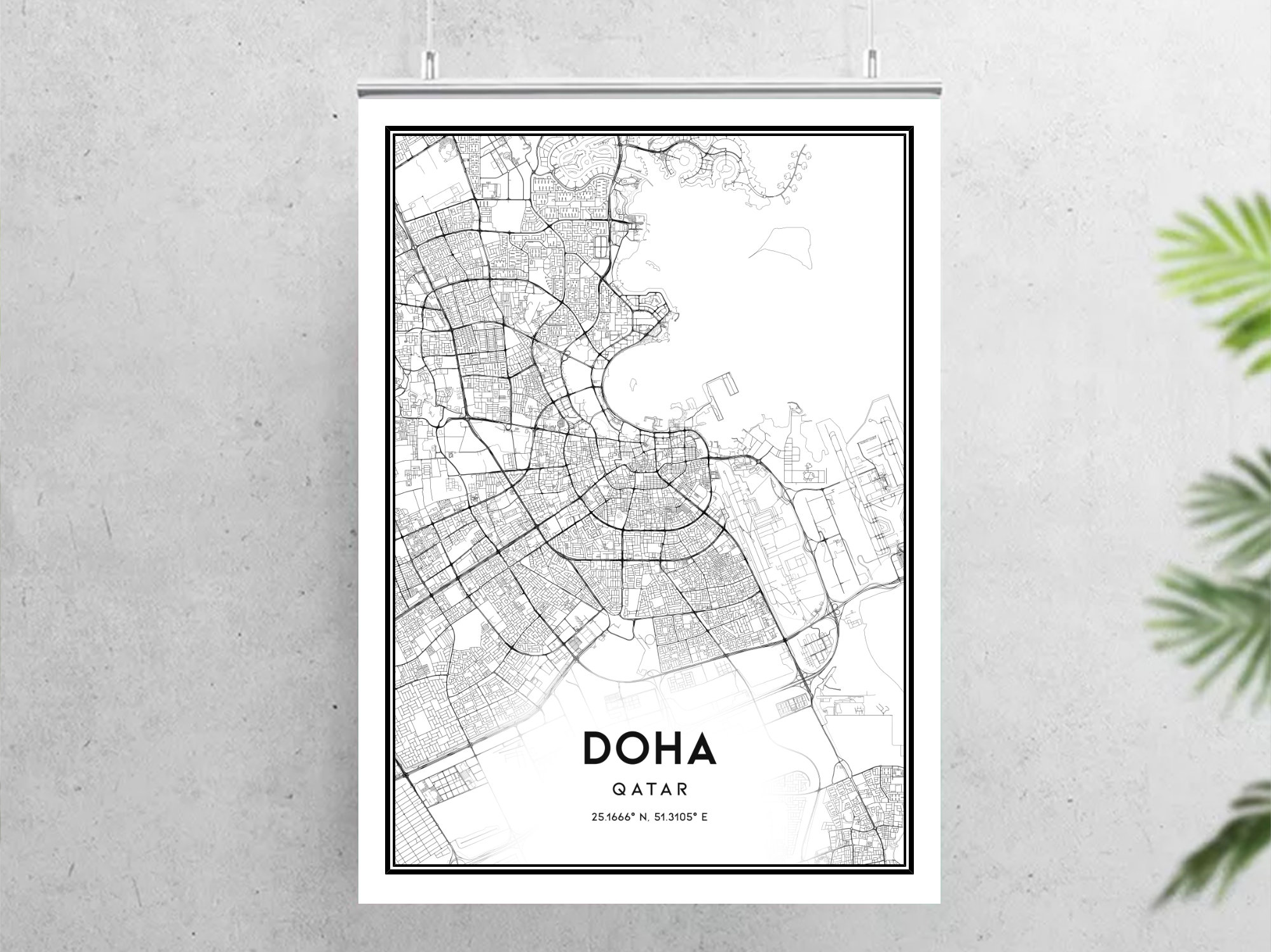 Doha Map Print Doha Map Poster Wall Art Doha City Map Doha | Etsy